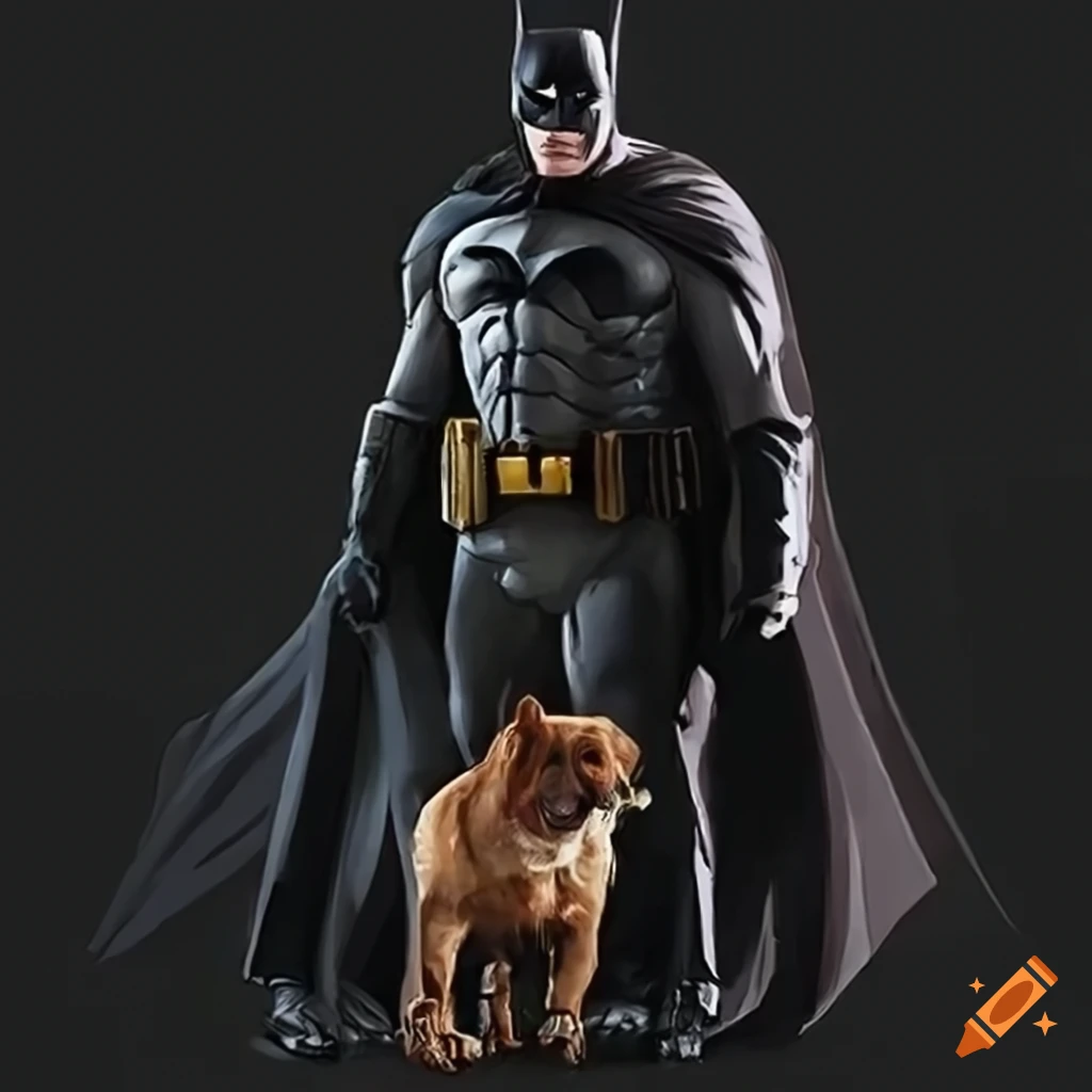 Batman walking his dog on Craiyon