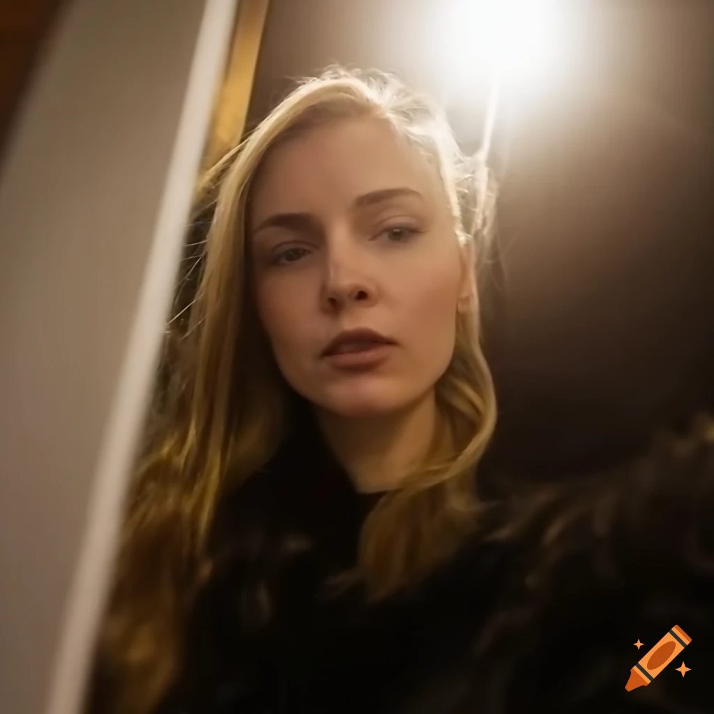 Close Up Portrait Of A Blonde Woman In Party Clothes