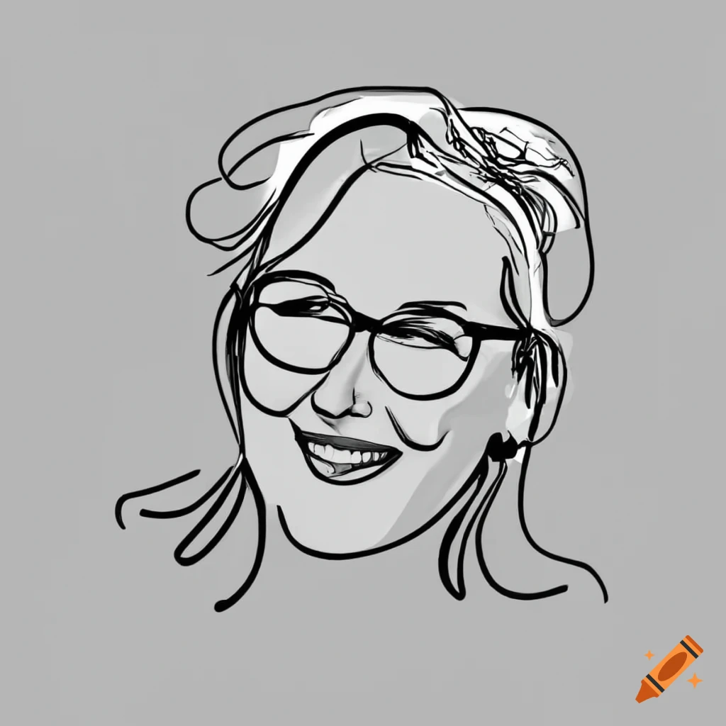 Simple black and white portrait drawing of meryl streep