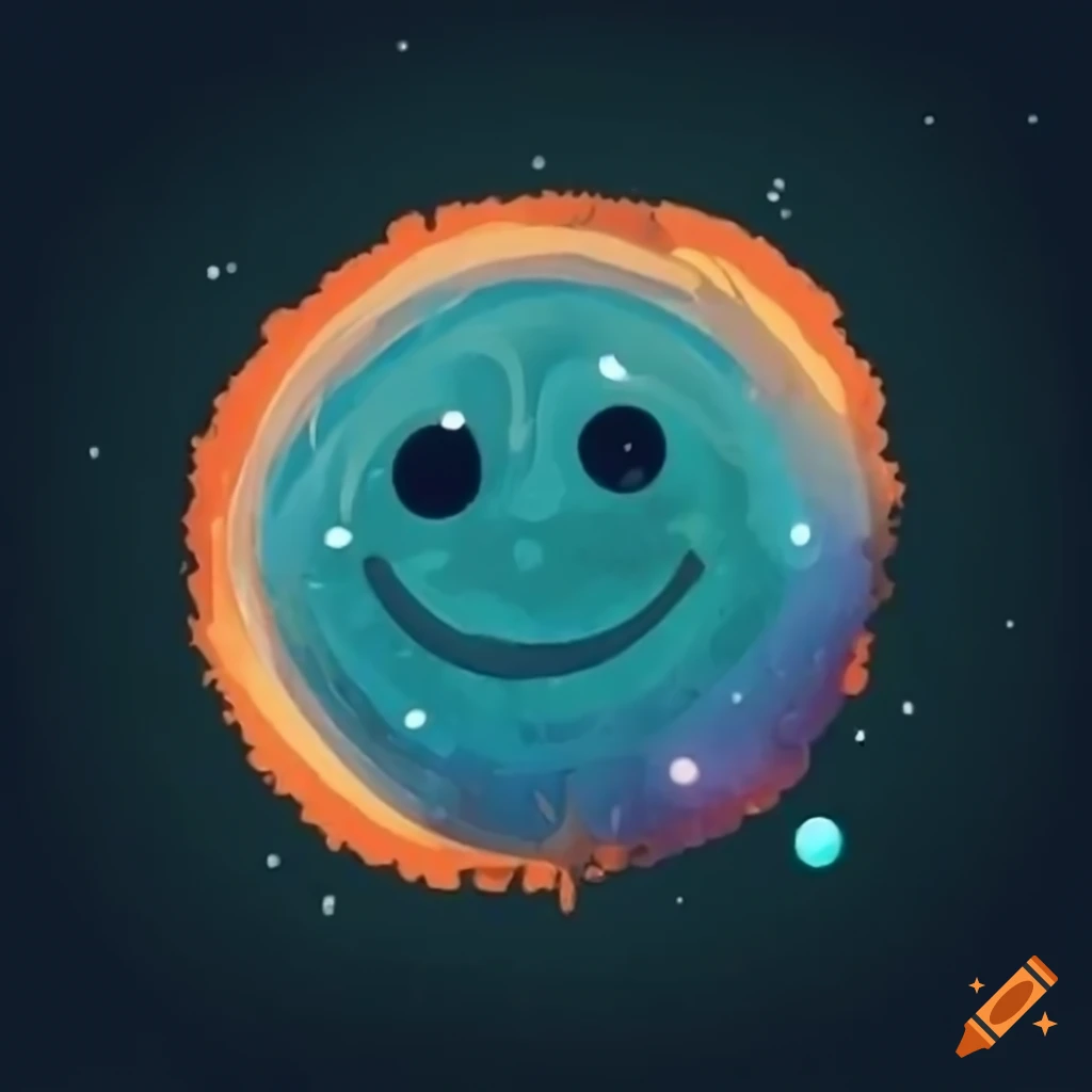 Blue frown face with a creepy expression on Craiyon