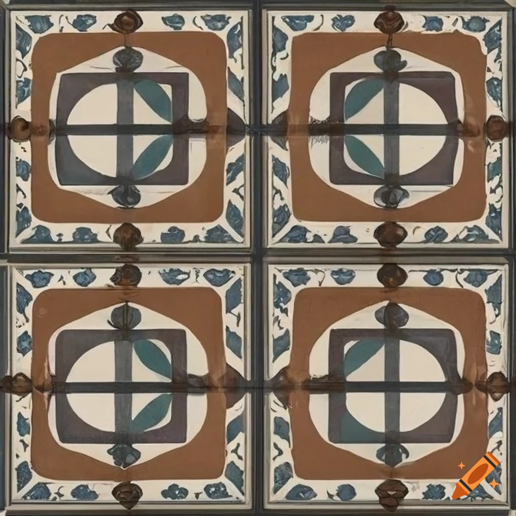 Retro floor tile pattern from the 70s on Craiyon