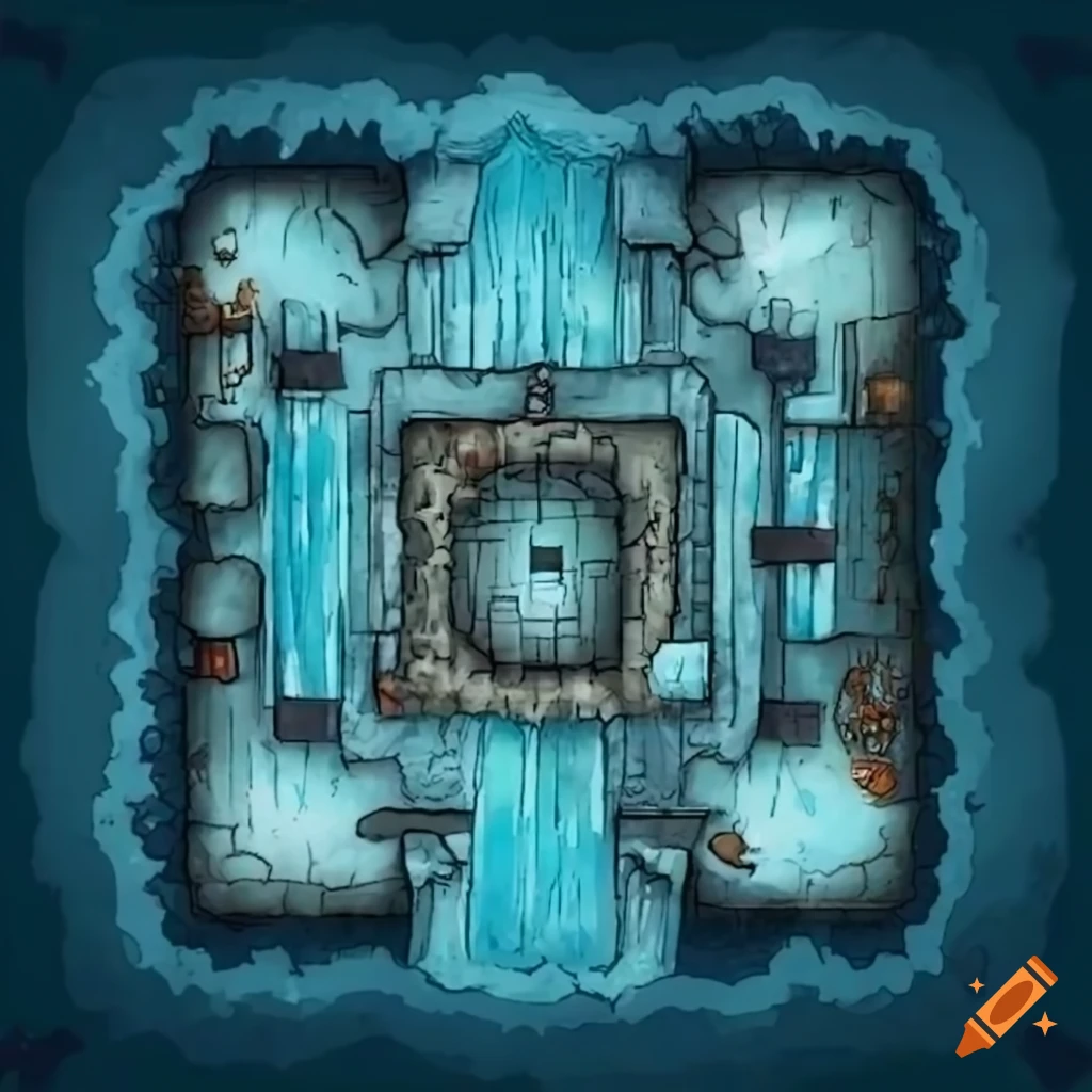 Top-down battle map of an ice temple for d&d rpg on Craiyon