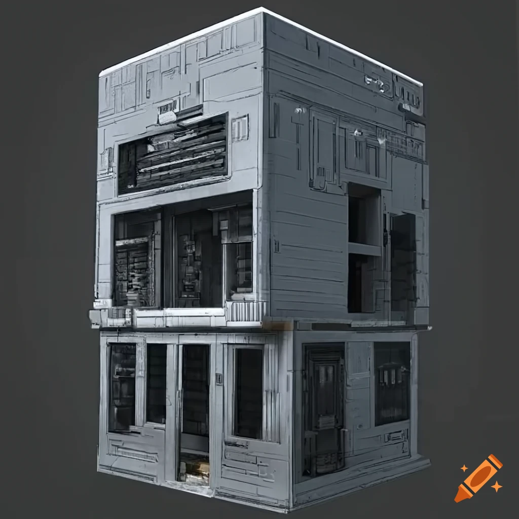 Cyberpunk dystopian housing unit on Craiyon