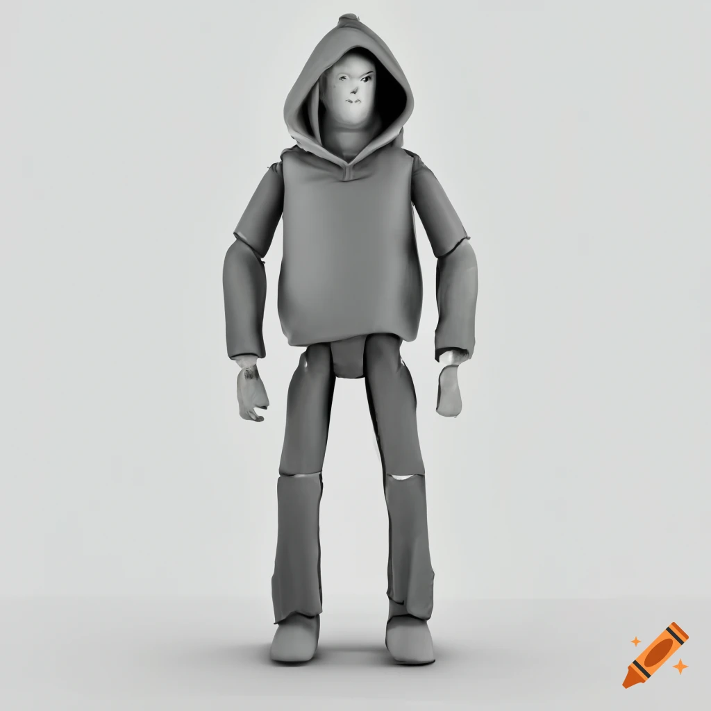 Poseable action figure in hoodie and jeans on Craiyon