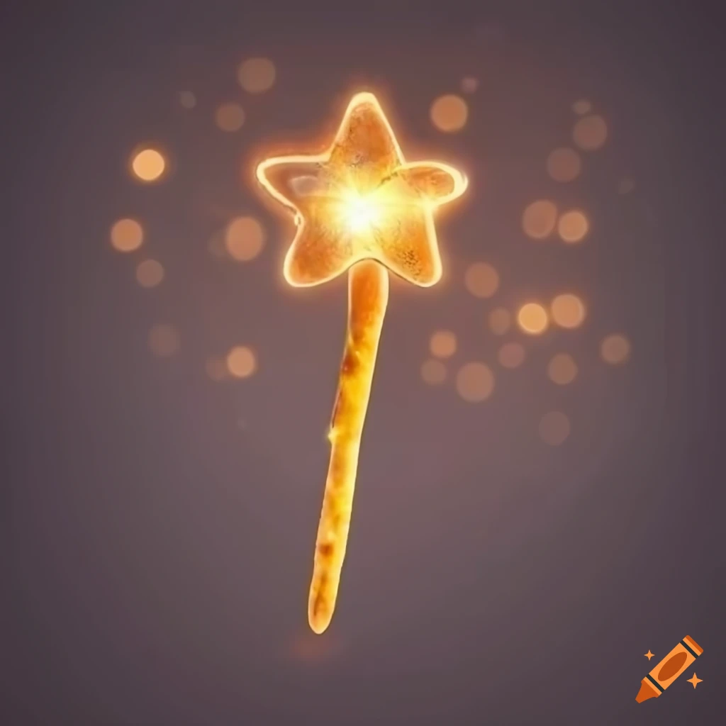 Bright orange glittery fairy wand with star on Craiyon