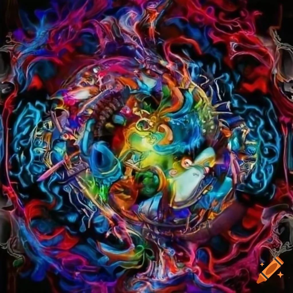 Abstract artwork depicting chaos on Craiyon