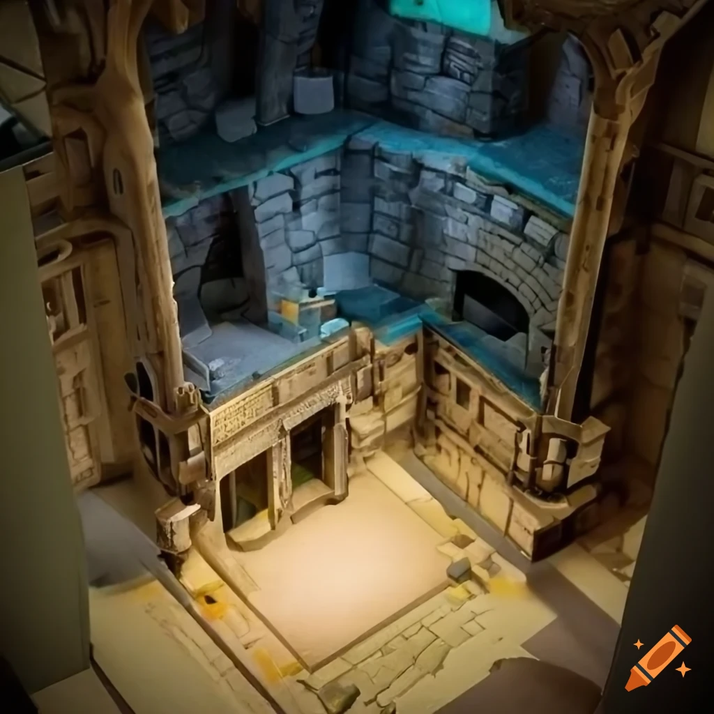 Handmade isometric view of a high tech vigilante's sewer lair on Craiyon