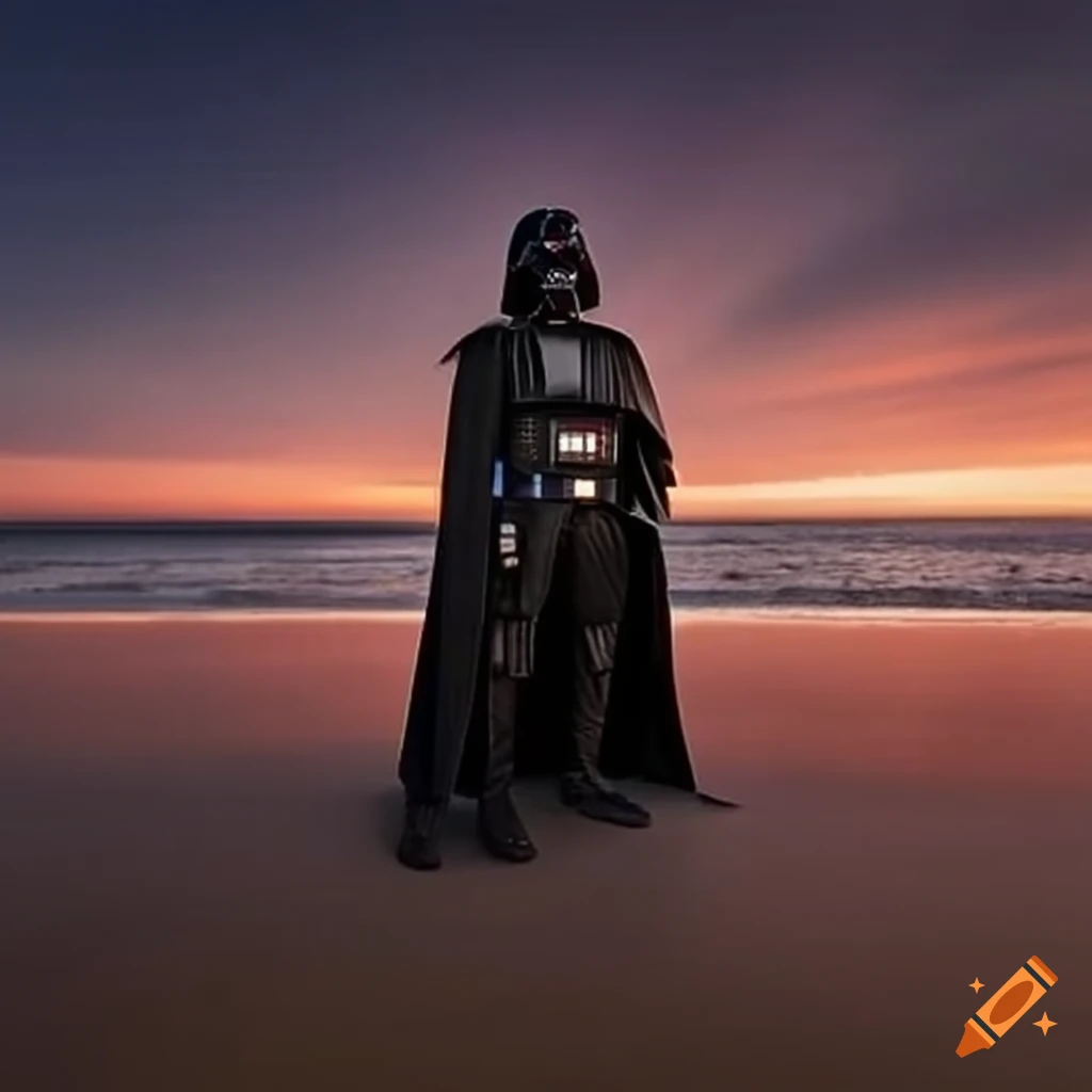 Darth vader at the beach on Craiyon
