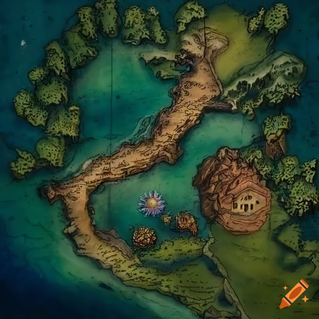 Fantasy map of the mystical isle of honalee