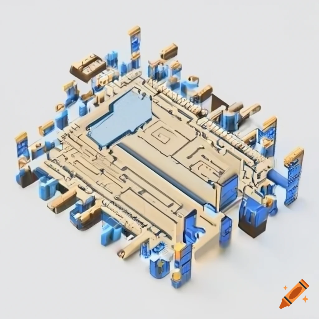 3d computer circuits diagram on white background on Craiyon