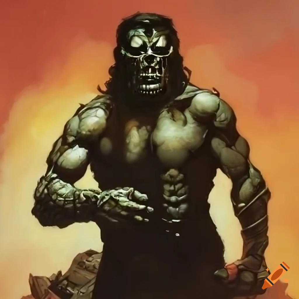 Terminator artwork by frazetta on Craiyon