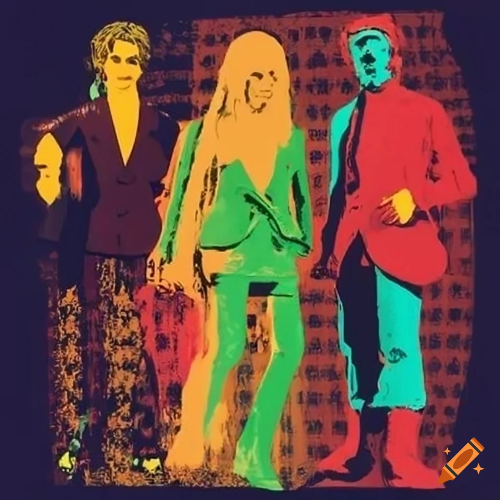 Pop art style image of action figures on Craiyon