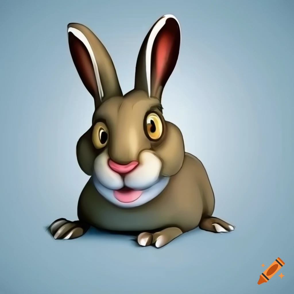 Cartoon illustration of a hare on Craiyon