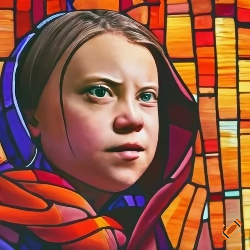 Stained glass portrait of Greta Thunberg on Craiyon Stained glass portrait of Greta Thunberg on Craiyon