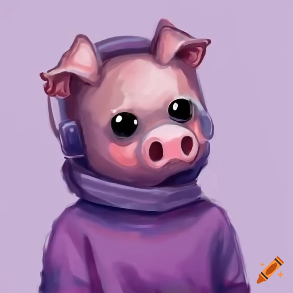 Cute pig gamer in a sweater