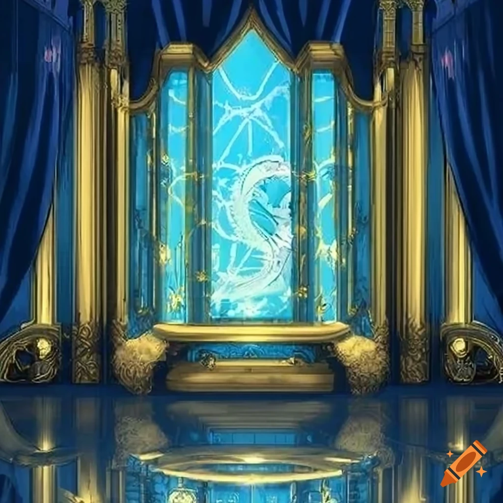 Anime illustration of a clock in a luxurious marble throne room on Craiyon