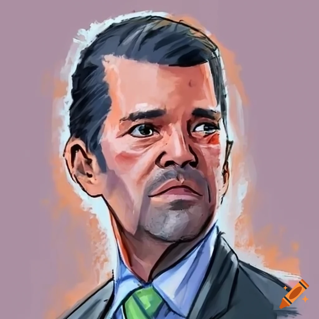 Courtroom sketch of don jr. testifying on Craiyon