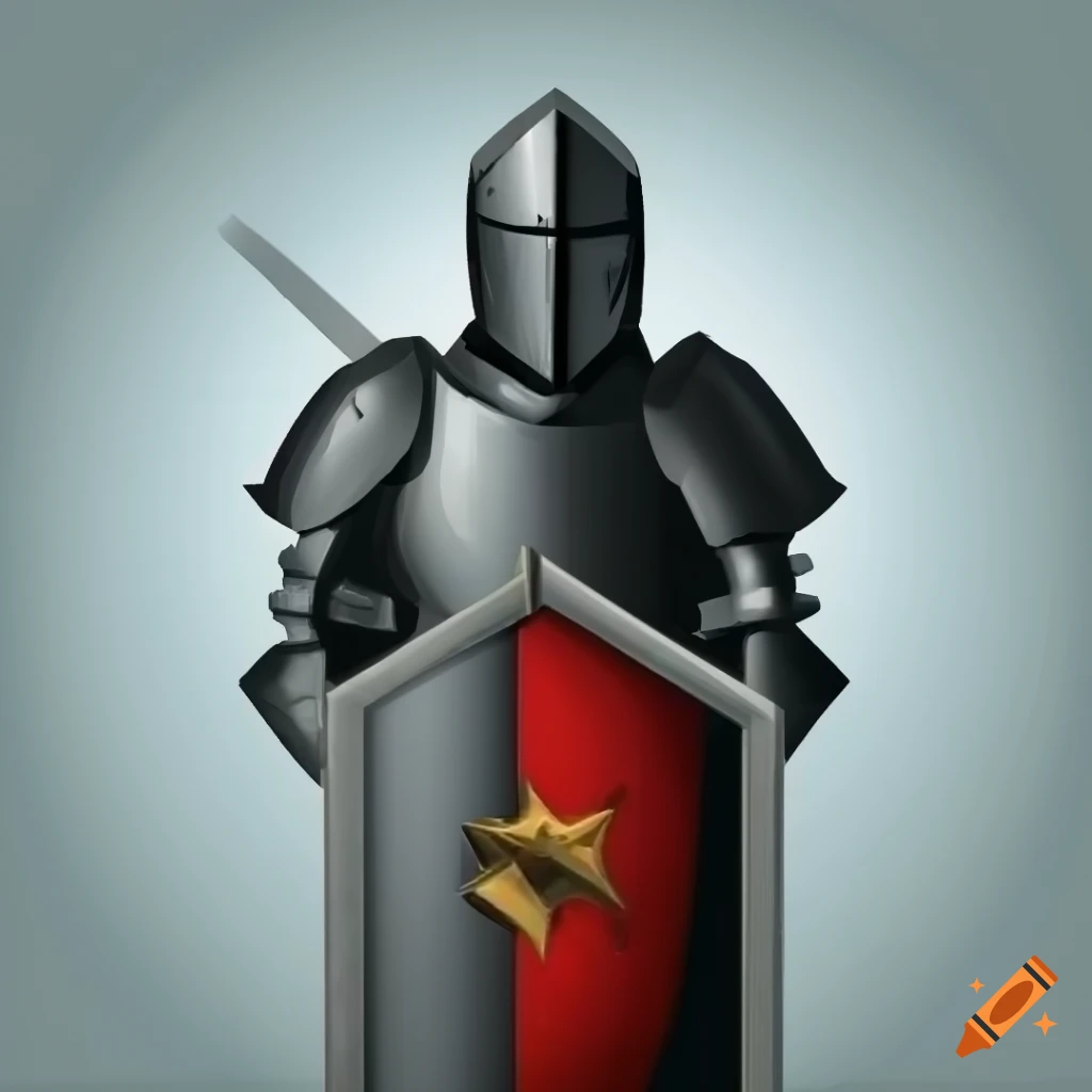 2D vector of a knight blocking with a shield on Craiyon