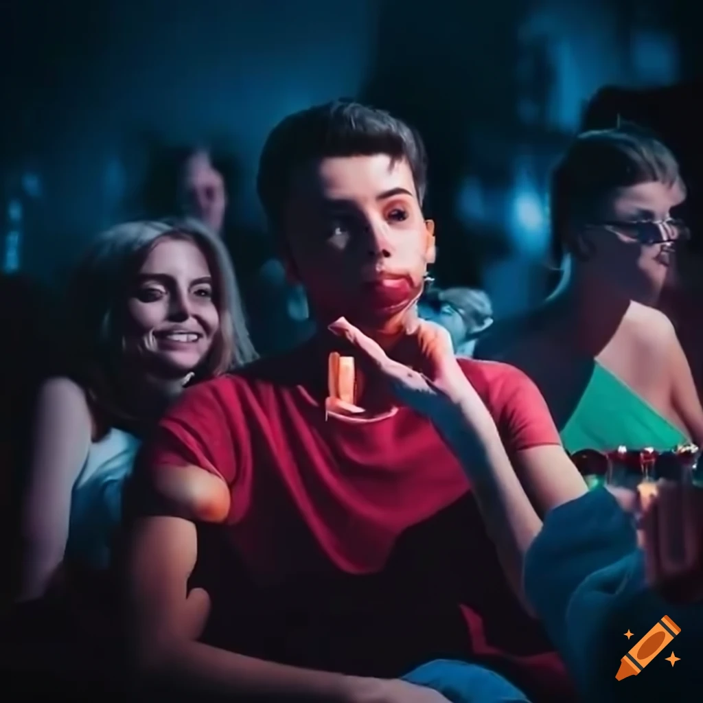 Couple sitting together at a crowded party