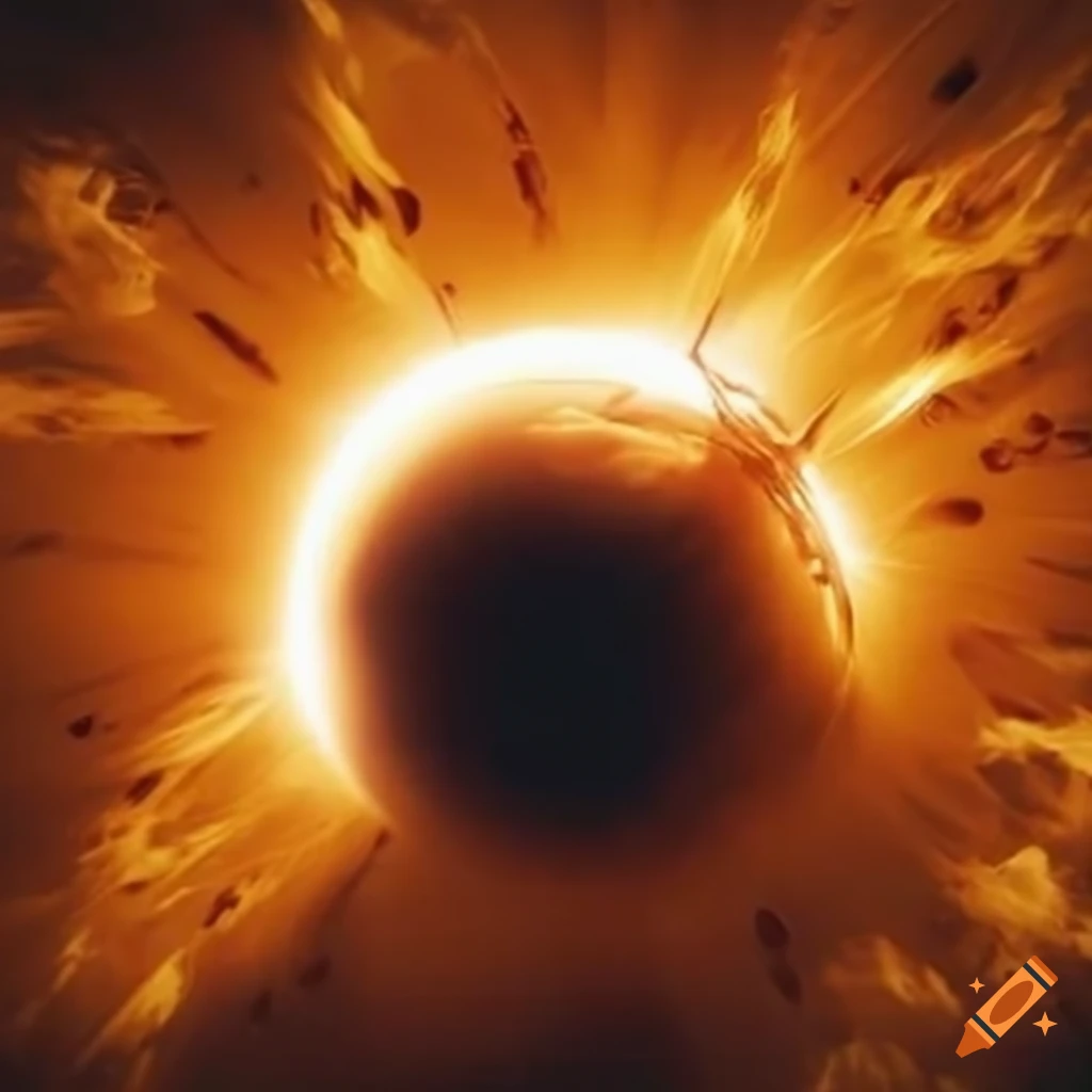 Floating orb with flame in a dark background on Craiyon