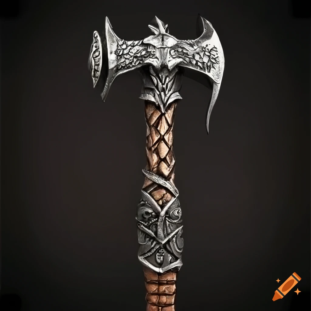 Intricately designed silver dragon scale war hammer on Craiyon