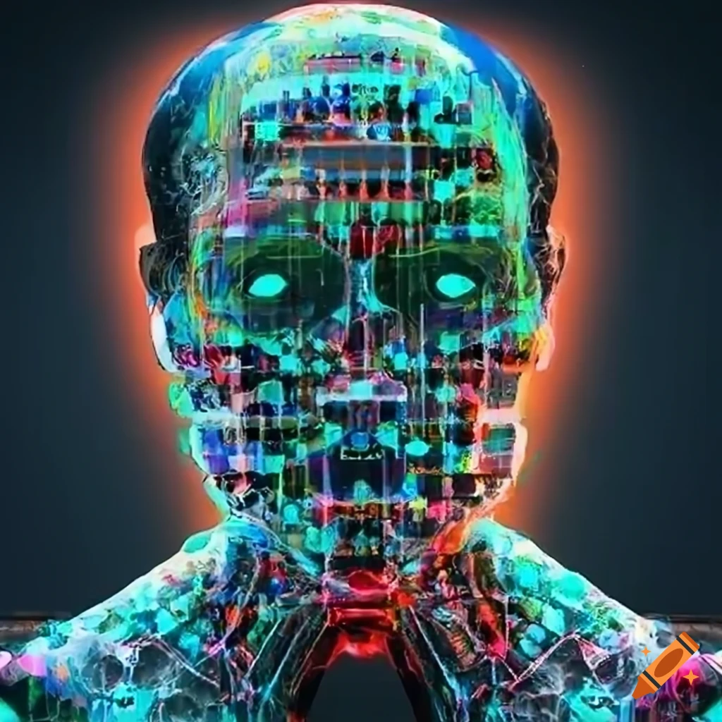 Golden computer with binary code on Craiyon