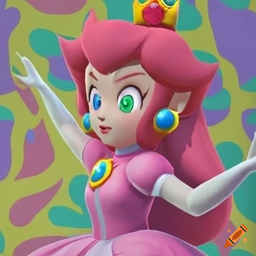 Princess peach dancing in a pink ballgown on Craiyon