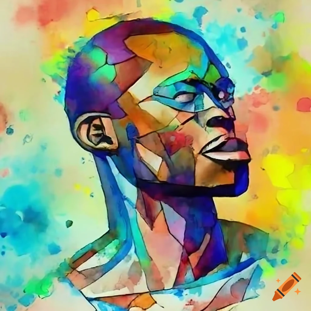 Cubist representation of a black man inspired by jack kirby on Craiyon