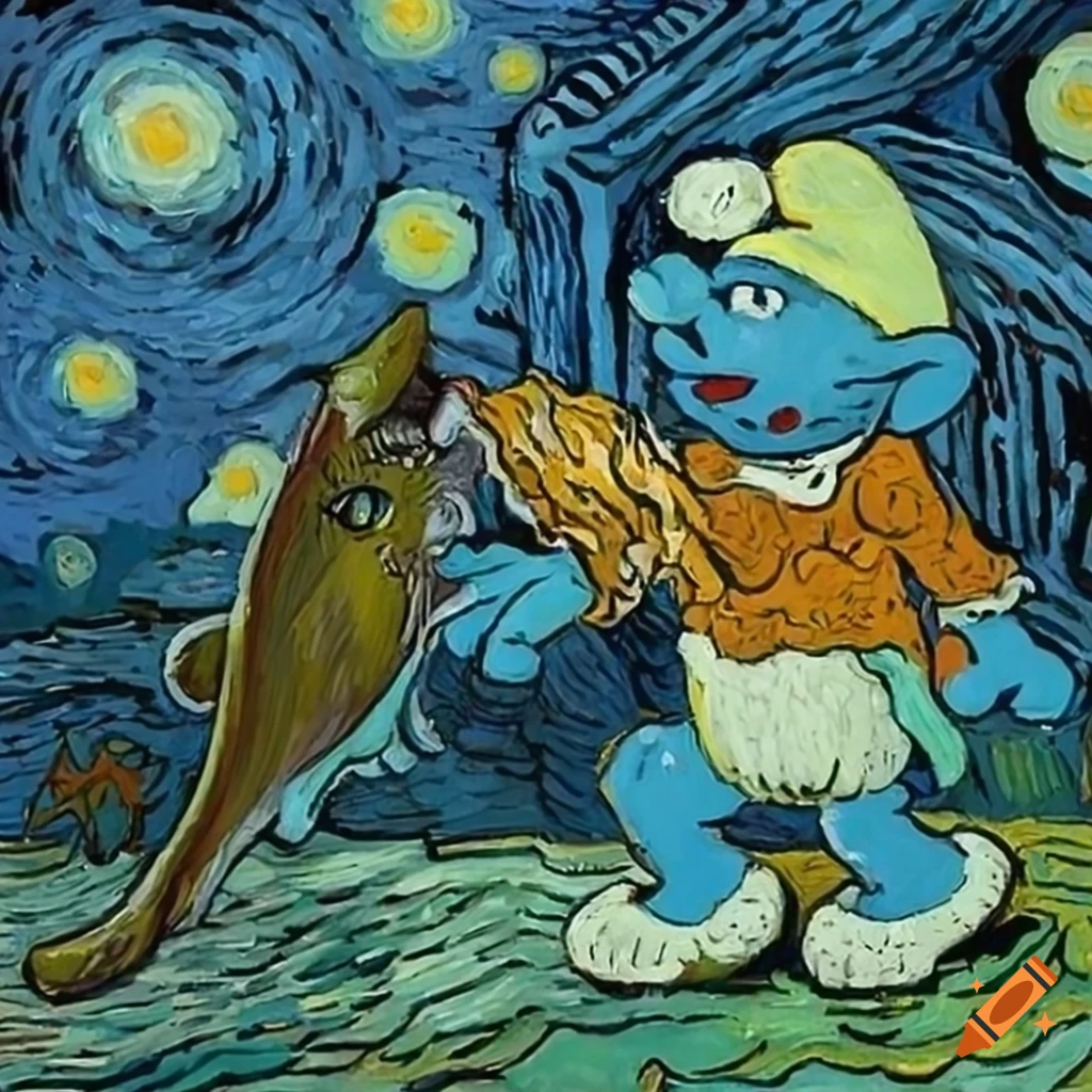 Smurfette painting by van gogh on Craiyon