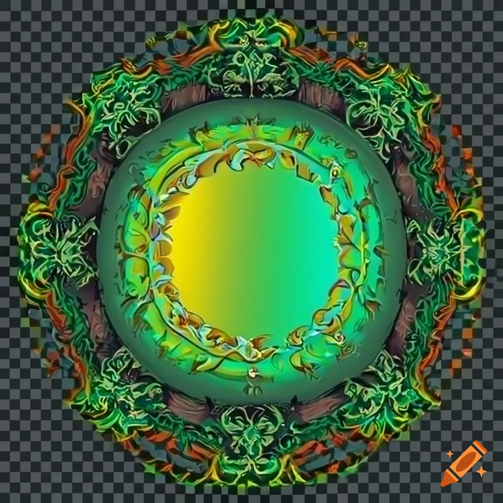 Stylized circular crest with black, green and yellow