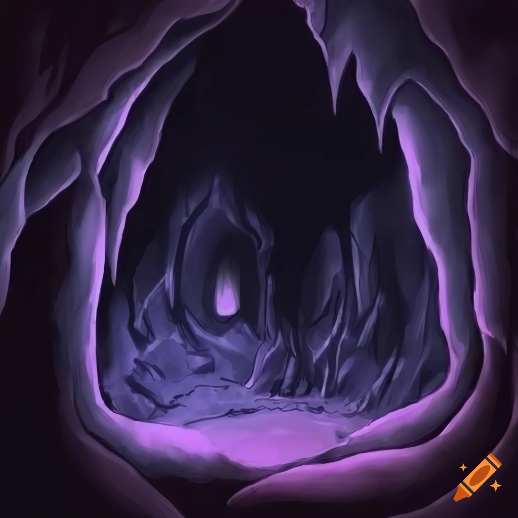 Aesthetic drawing of a cave with light peeking out on Craiyon
