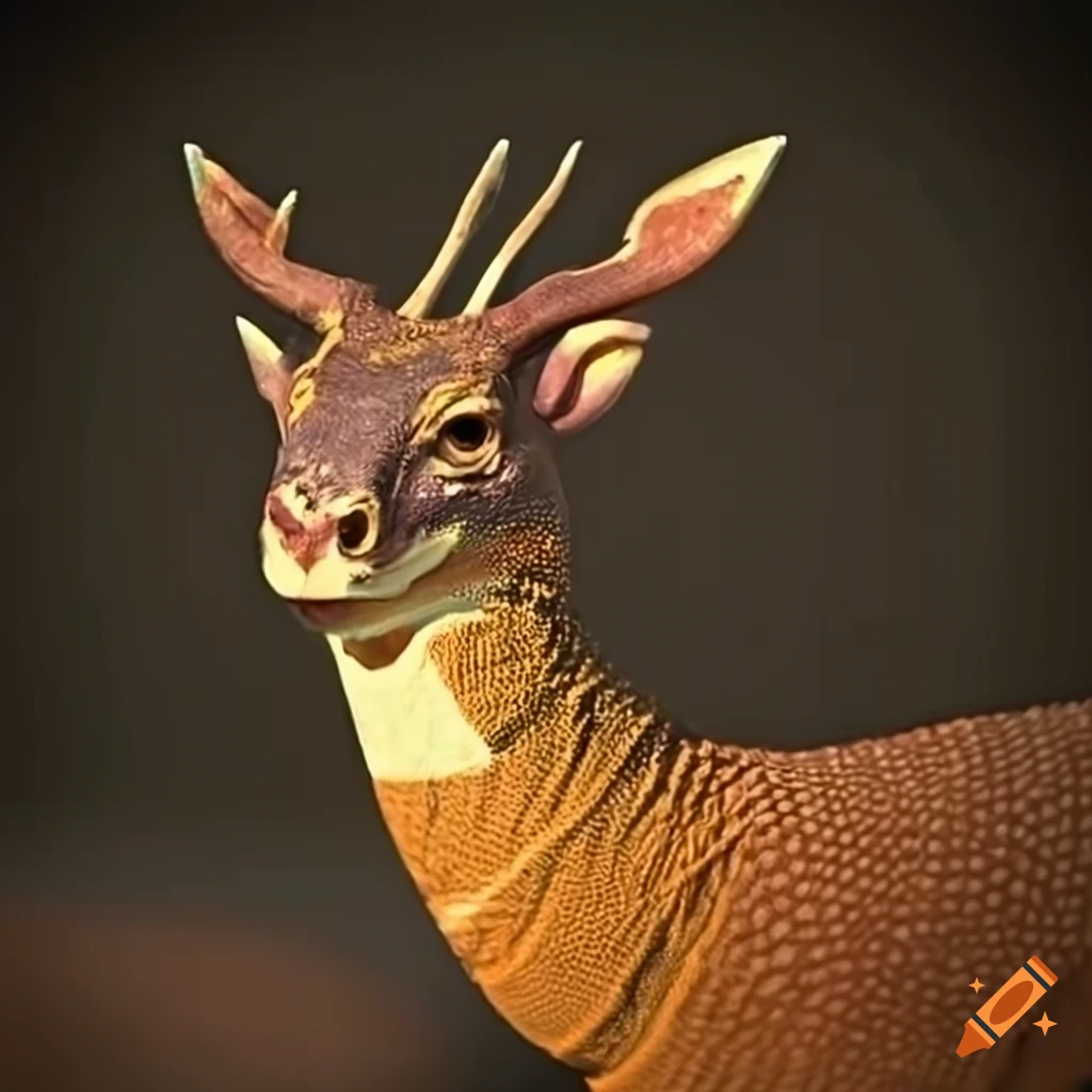 Image of a mythical deer-komodo dragon hybrid