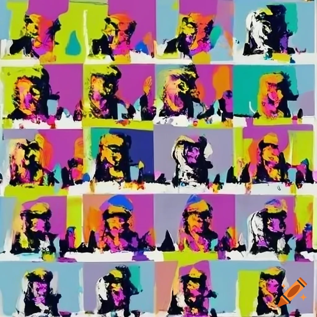 Andy warhol inspired image of action figures on Craiyon
