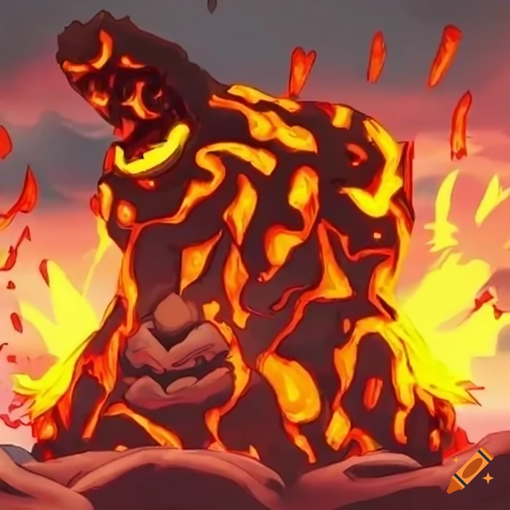 Illustration of a lava-inspired Pokemon on Craiyon