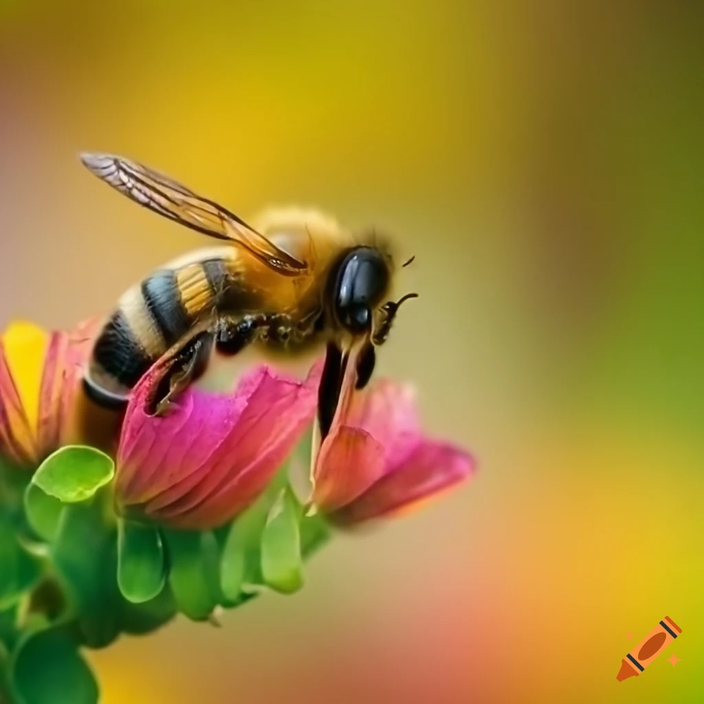 Bees pollinating flowers on Craiyon