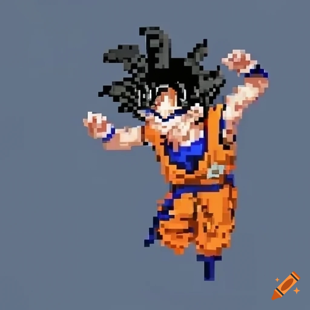 Pixel art depiction of goku