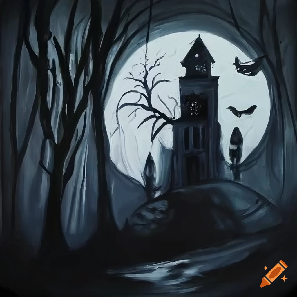 Spooky acrylic painting on Craiyon