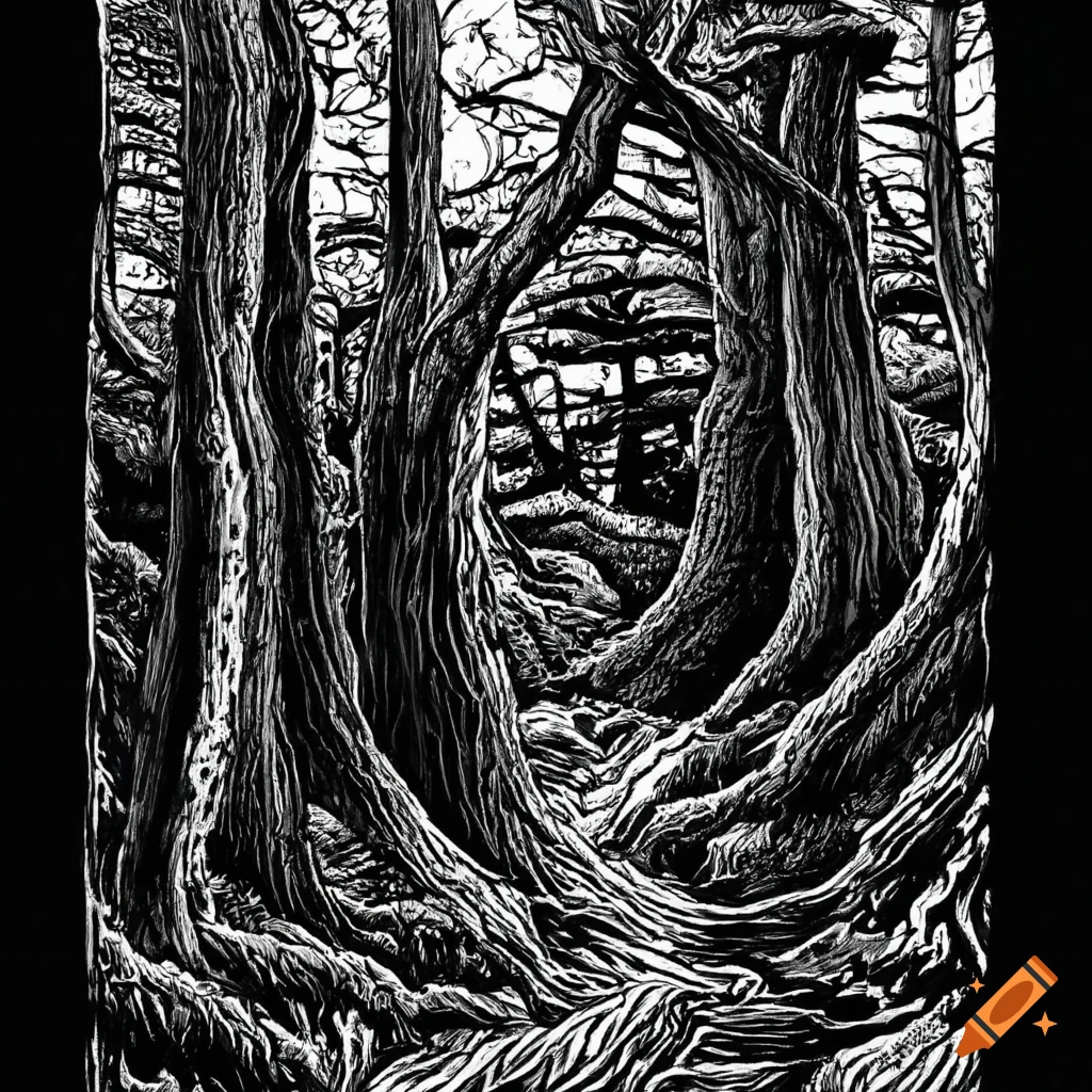 Lithograph of the garden of even in comic book style on Craiyon