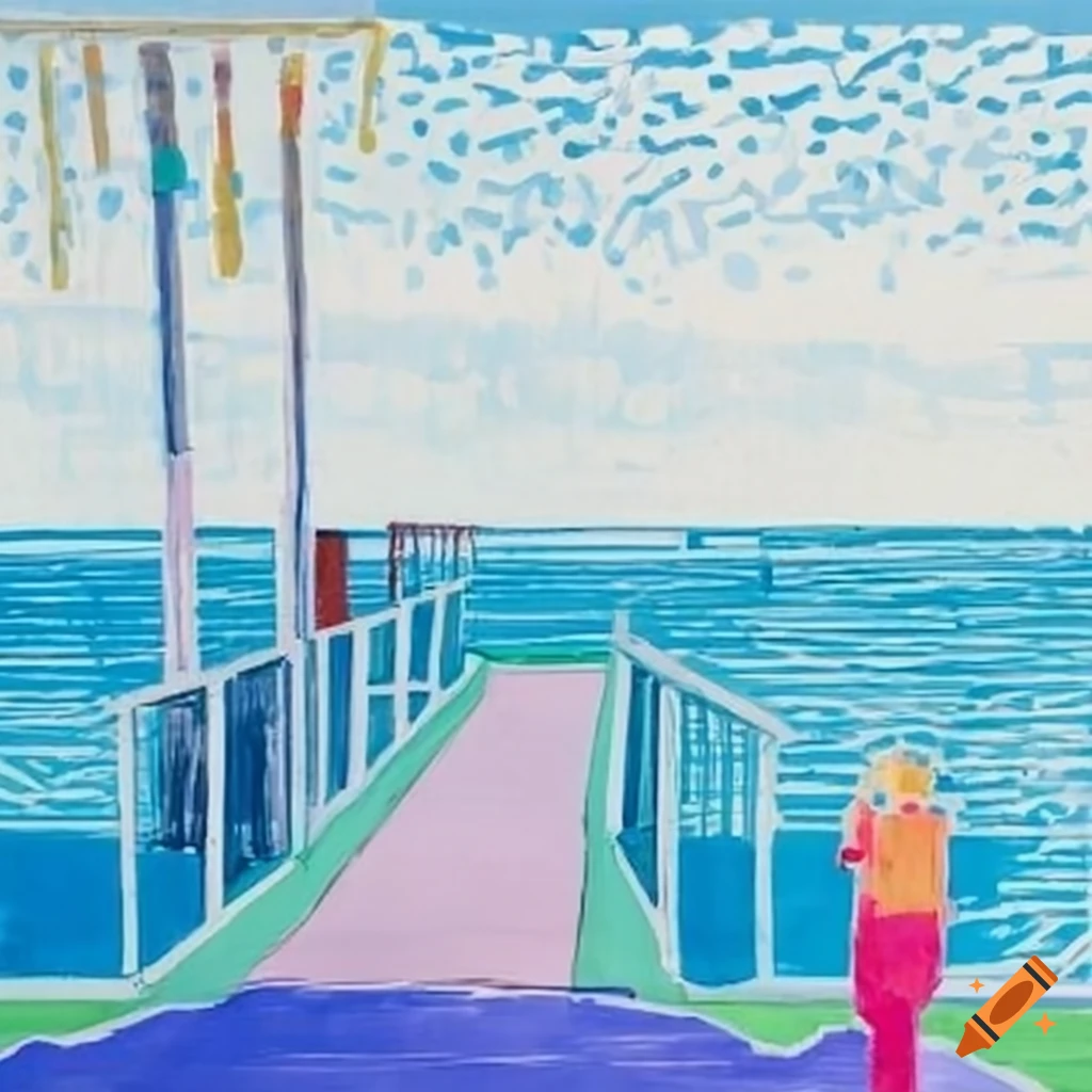 Seaside square inspired by david hockney on Craiyon