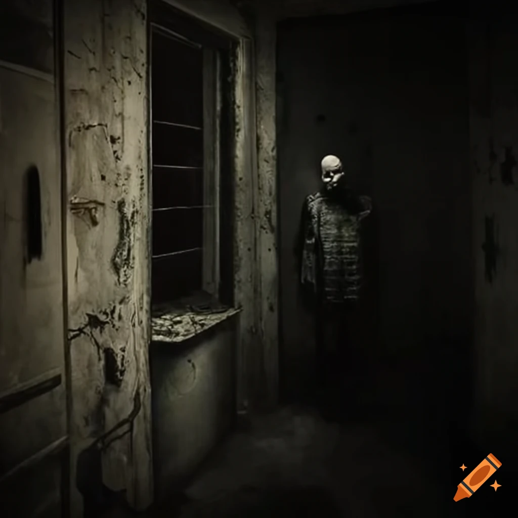 Eerie prison cell with a ghoulish man on Craiyon