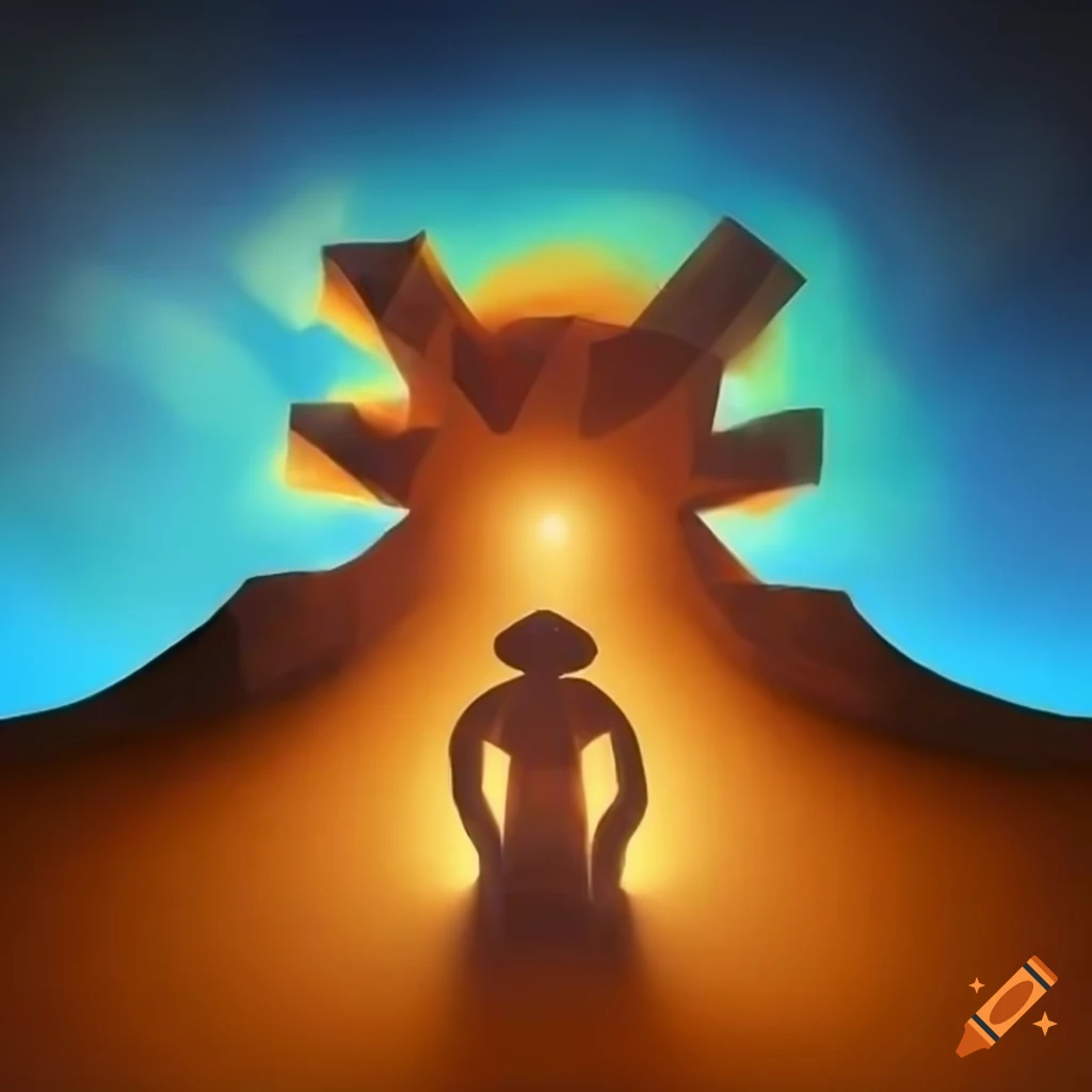 Desert scene with a pixar-inspired elemental person on Craiyon