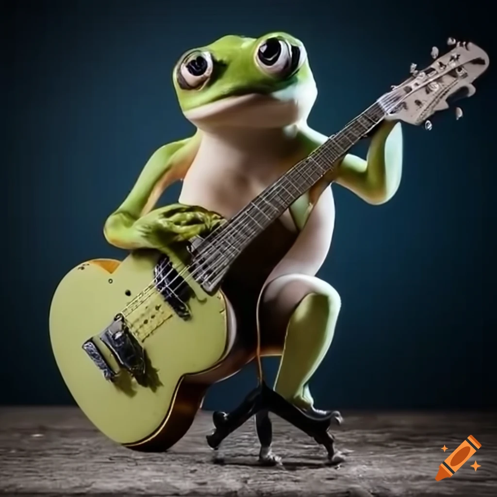 Frog playing electric guitar on Craiyon