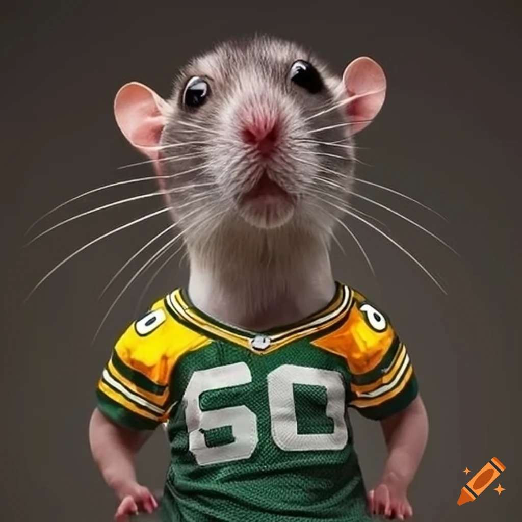 Rat wearing green bay packers jersey