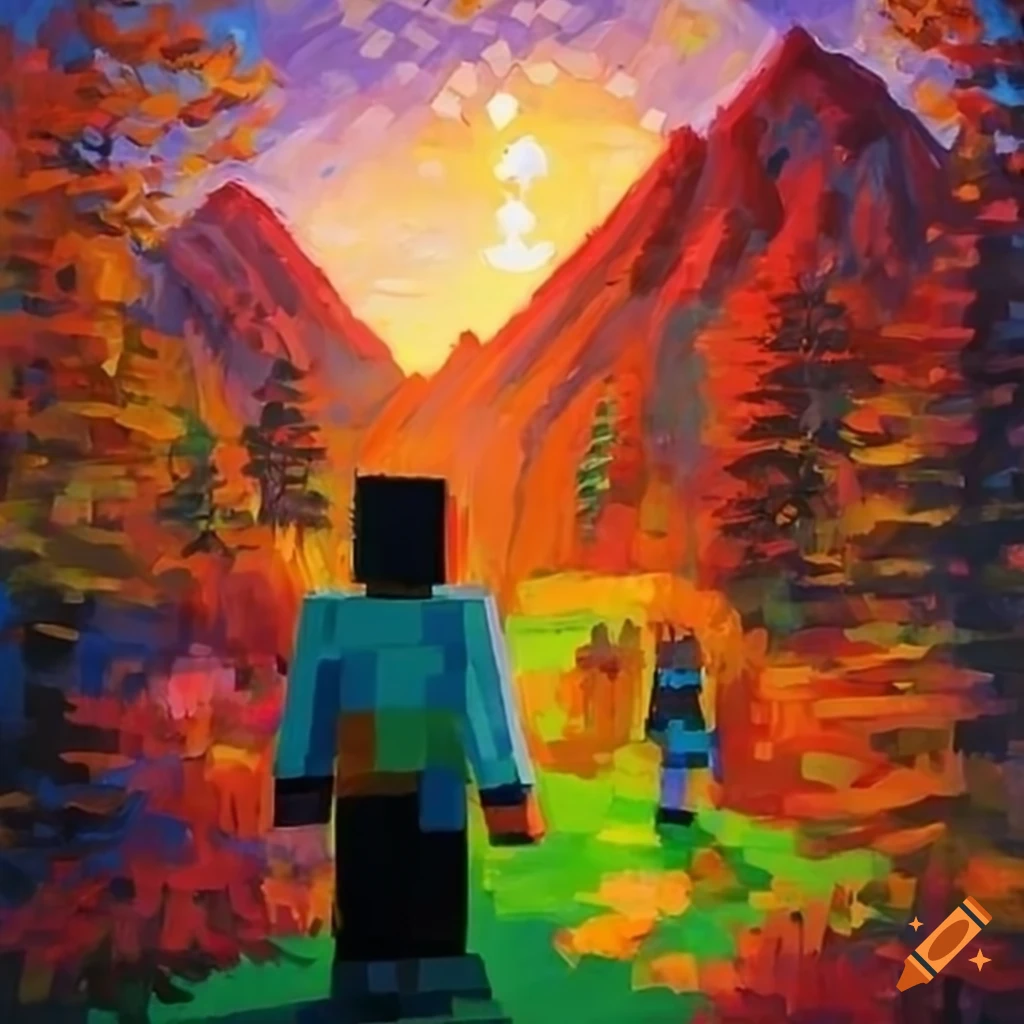 Blue minecraft skeleton with a sweater in a starry flower field on Craiyon