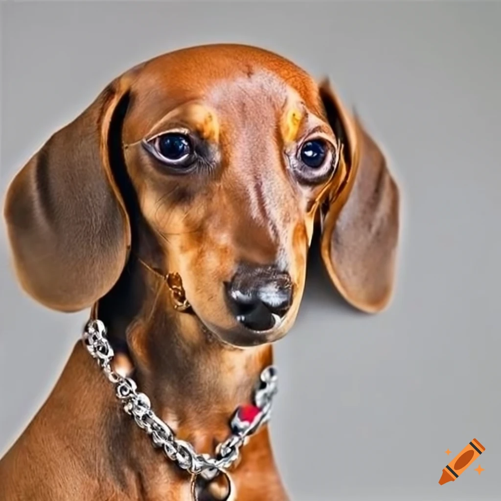 Teckel wearing a necklace on Craiyon