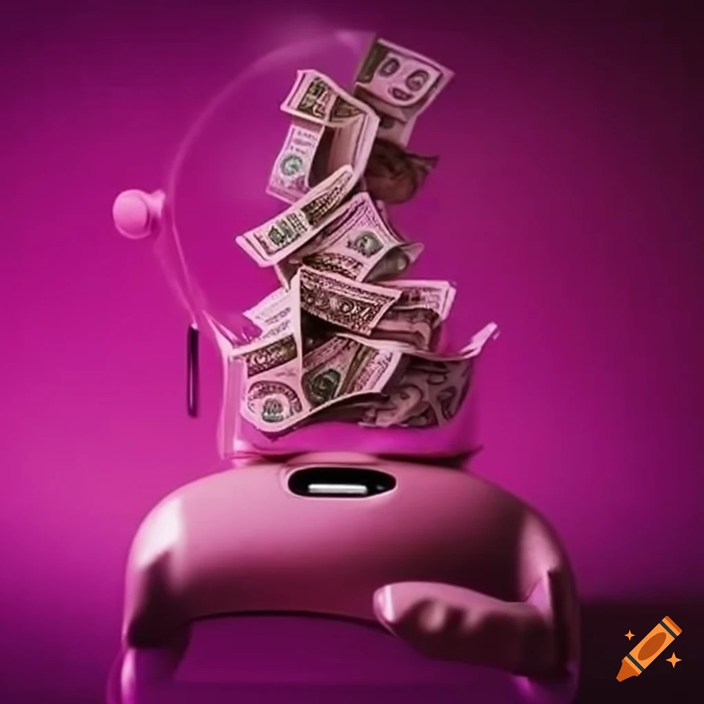 Pink money machine on Craiyon