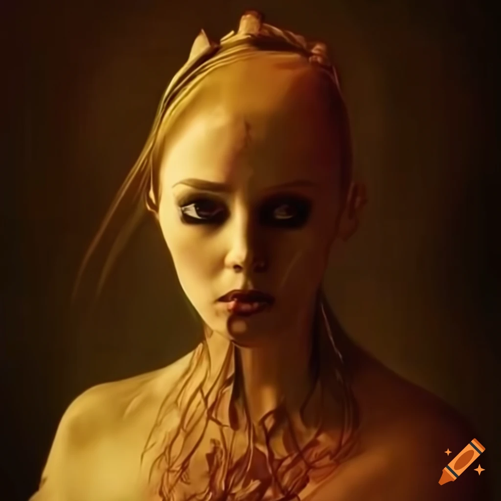 Green hair, long white and gold roman old orthodox dress, fairy wings ...