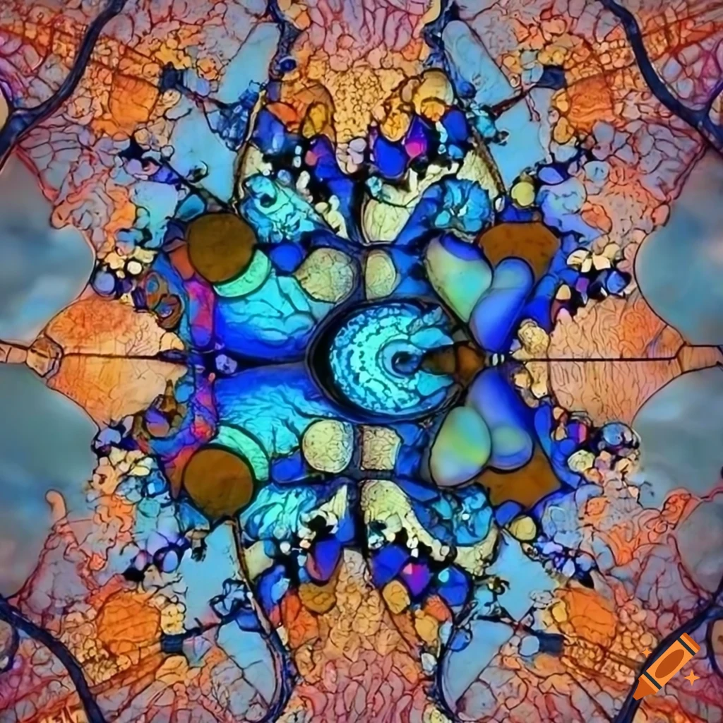 Colorful stained glass with mandelbrot design on Craiyon