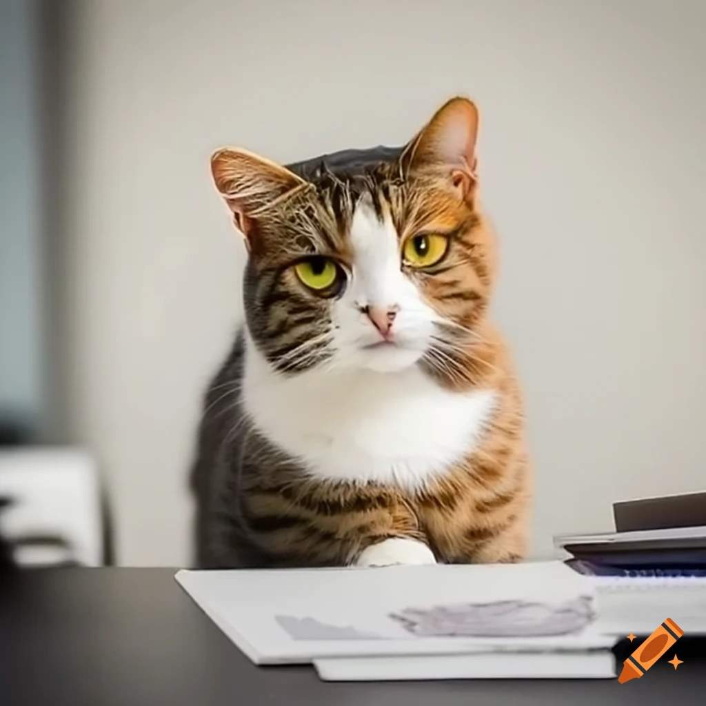Cats working in an office on Craiyon