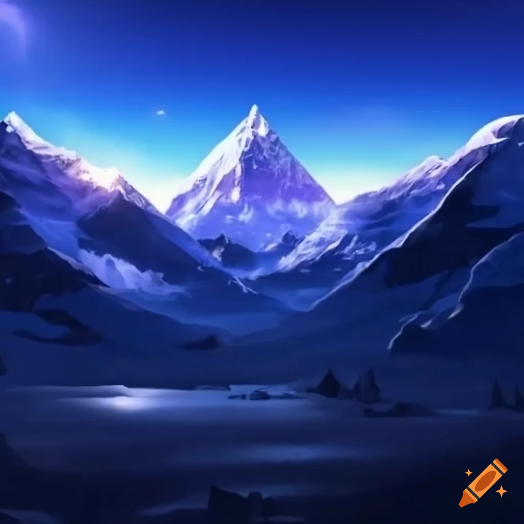 Snowy mountains in a video game